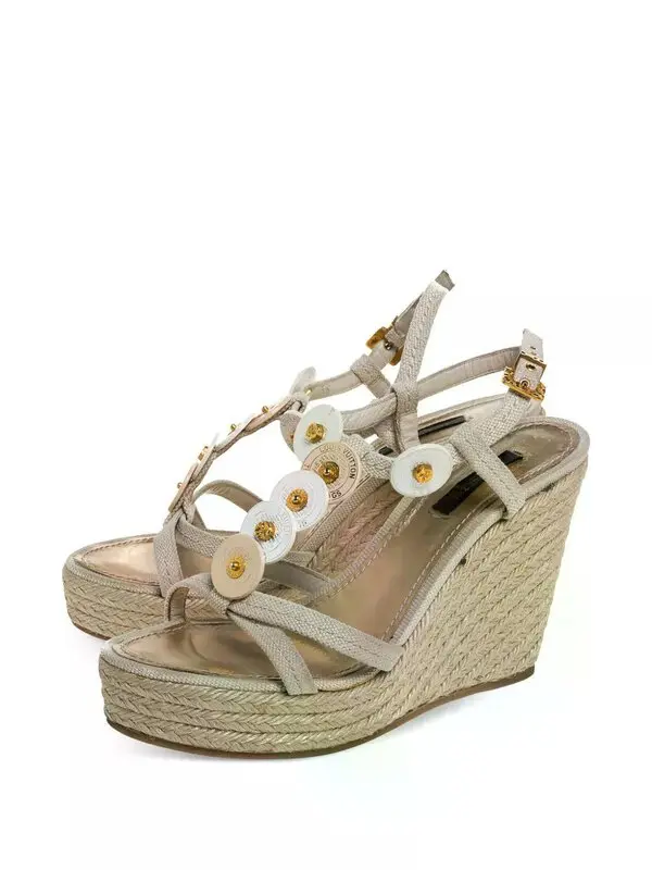 LOUIS VUITTON 120mm Medallion Wedge Sandals