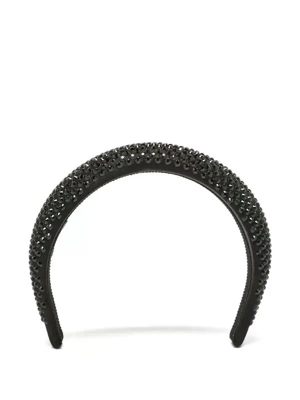Prada Satin Crystal-embellished Headband - Black