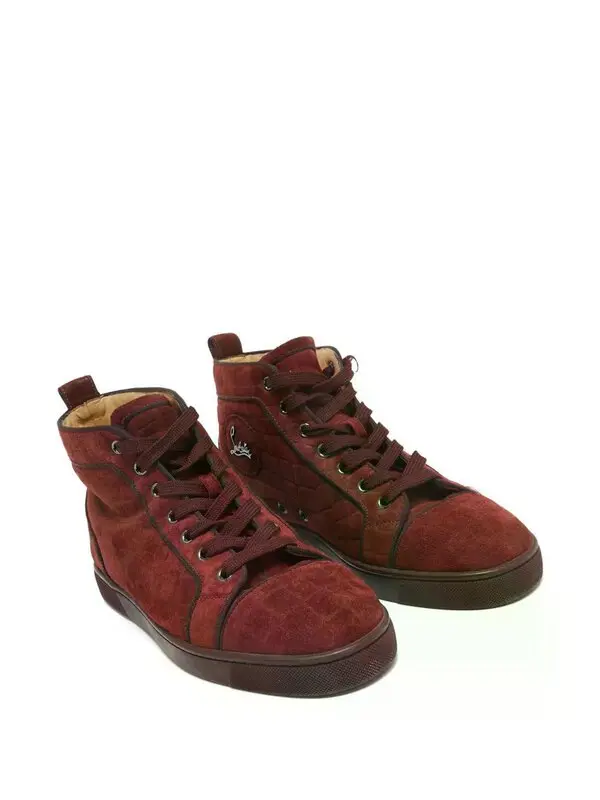 CHRISTIAN LOUBOUTIN Suede Embossed Crocodile Effect High Top Sneakers