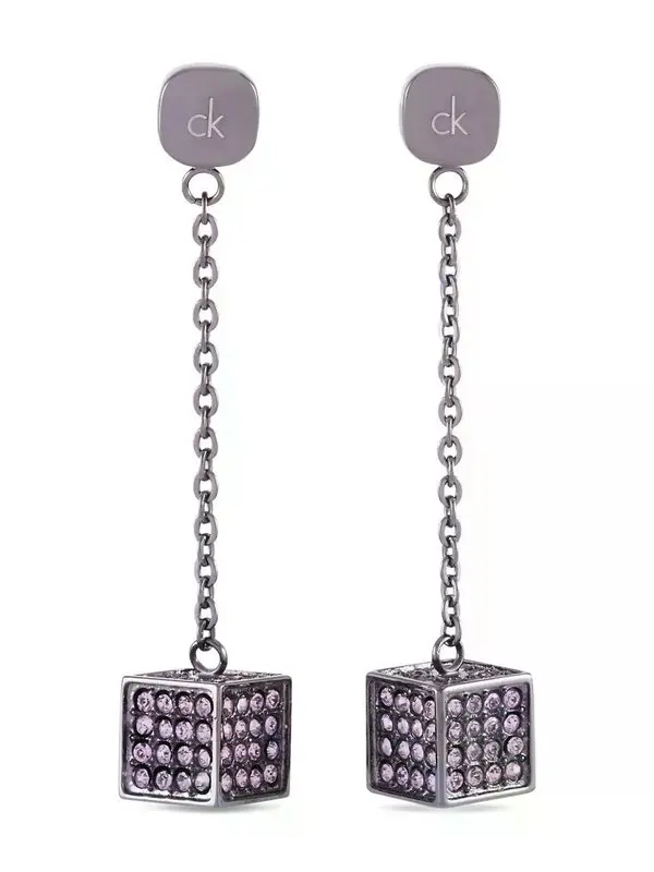 Calvin Klein Crystal-embellished Drop Earrings - Silver
