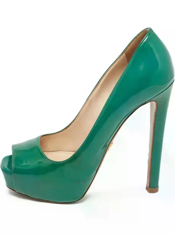 Prada Patent-finish Stiletto Pumps - Green