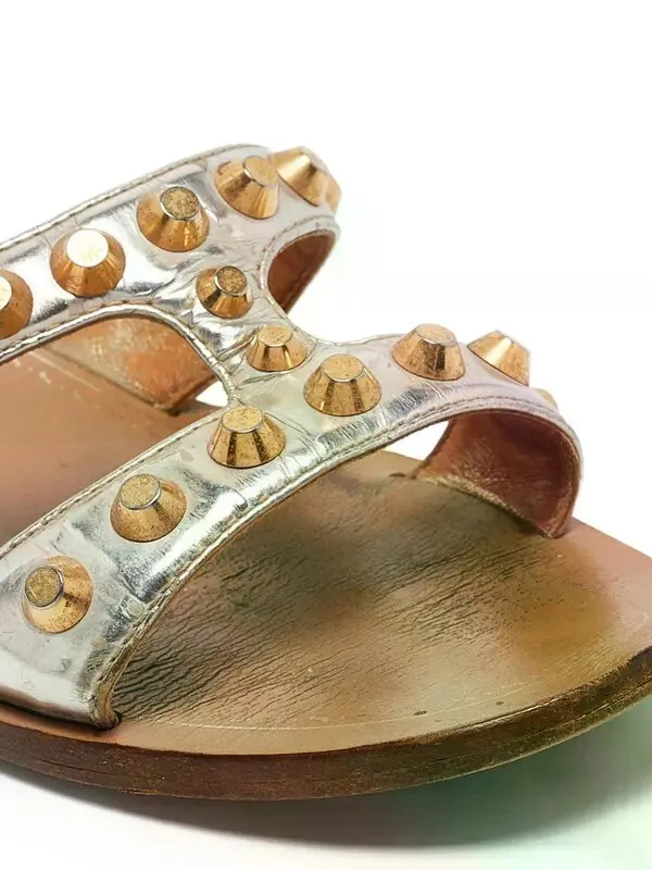 Prada Metallic Leather Sandals
