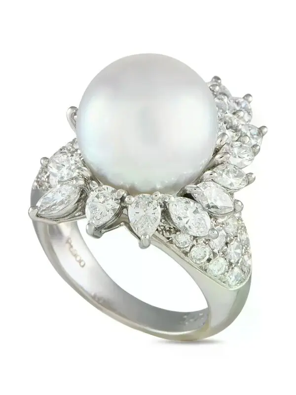 LB EXCLUSIVE Platinum Pearl And Diamond Ring - Silver
