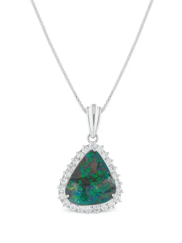 LB EXCLUSIVE Platinum, Diamond, And Opal Necklace - Silver