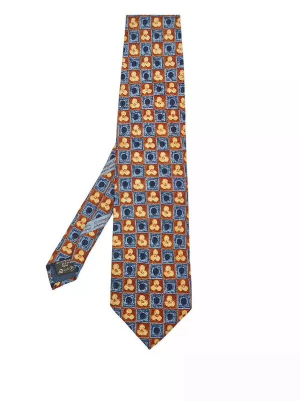 Ermenegildo Zegna Floral-print Checked Tie - Blue