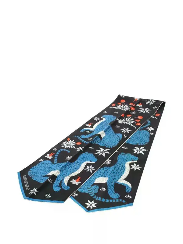 Hermès 2010s Maxi Twilly Les Leopards Scarf