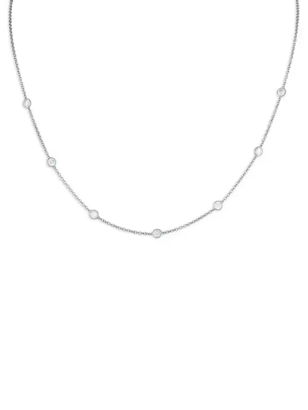 LB EXCLUSIVE 18k White Gold Diamond Station Necklace - Silver