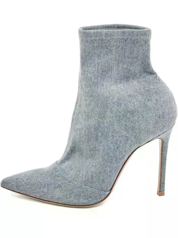 GIANVITO ROSSI 100mm Denim Point-toe Boots