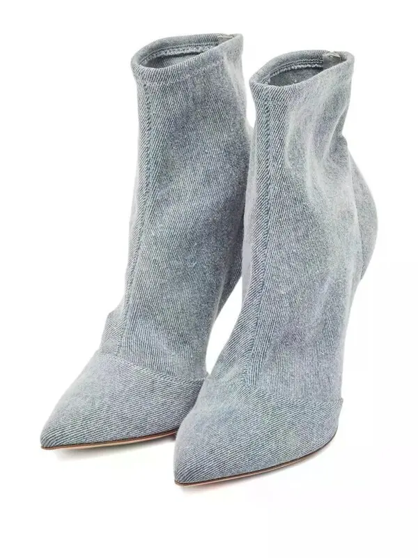 GIANVITO ROSSI 100mm Denim Point-toe Boots