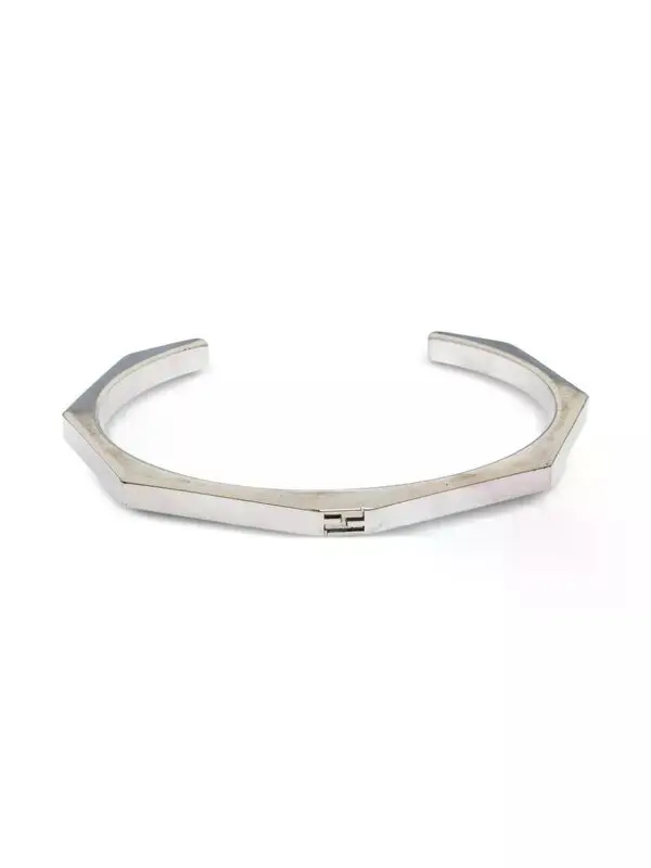 Fendi Ff-logo Open-cuff Bracelet - Metallic