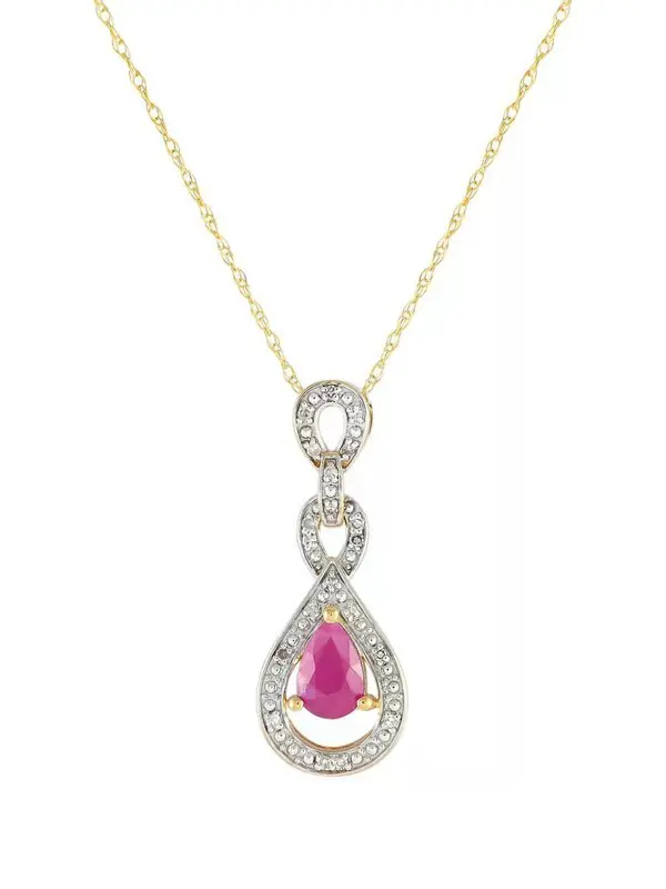 LB EXCLUSIVE 14kt Yellow Diamond And Ruby Pendant Necklace - Gold