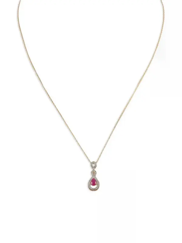 LB EXCLUSIVE 14kt Yellow Diamond And Ruby Pendant Necklace