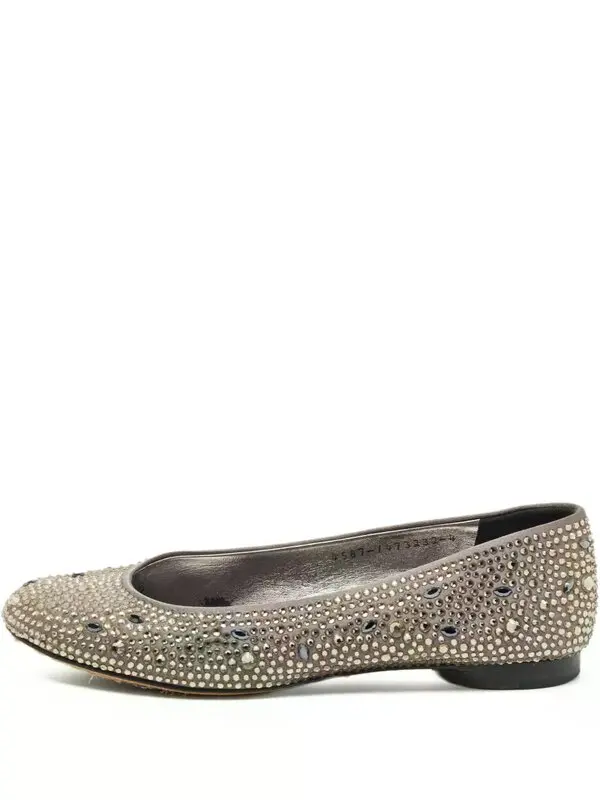 GINA Crystal-embellished Satin Ballet Flats - Grey