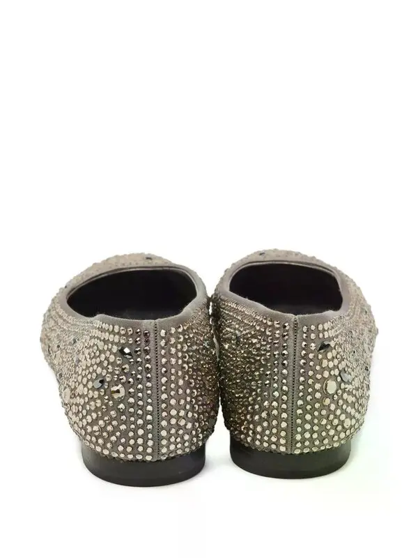 GINA Crystal-embellished Satin Ballet Flats - Grey