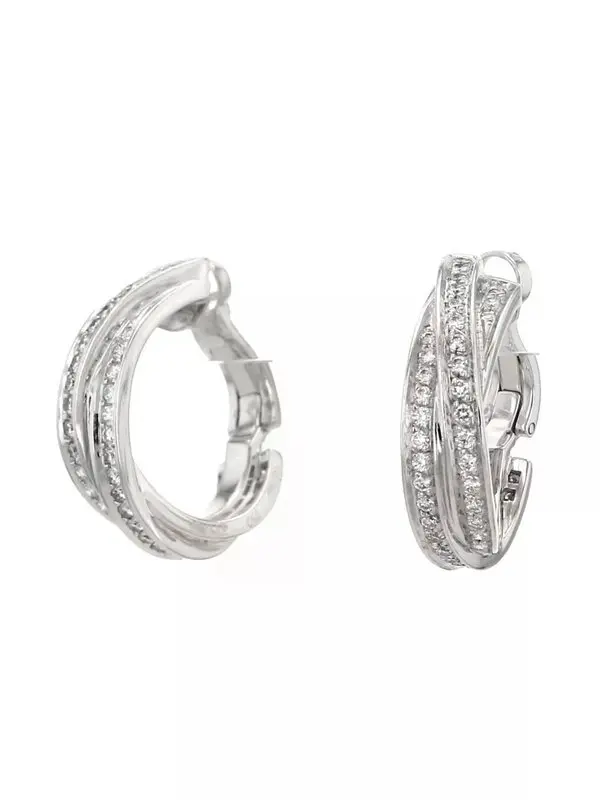 CARTIER White Gold Trinity Diamond Hoop Earrings