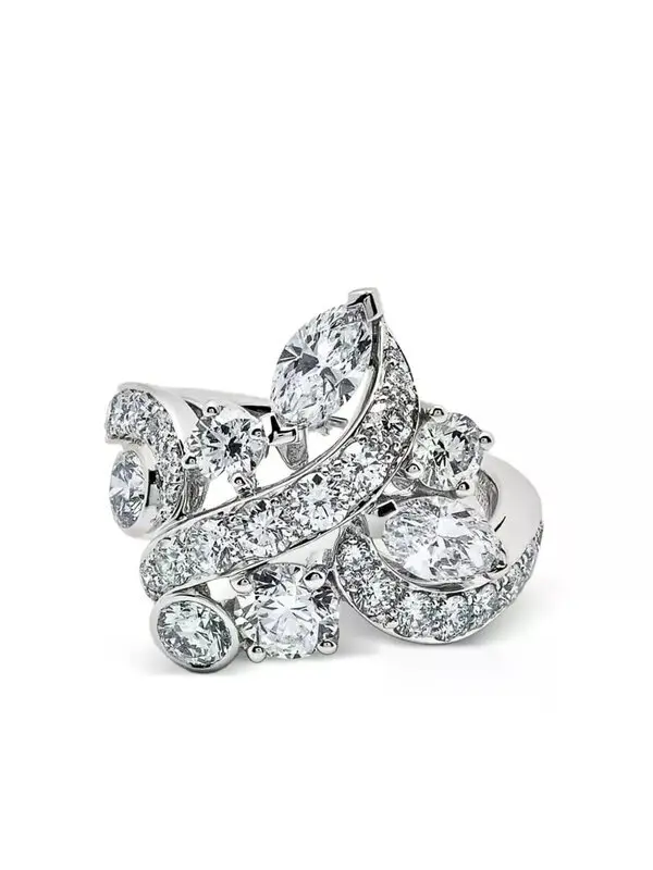De Beers 18k White Gold Adonis Rose Diamond Ring - Silver