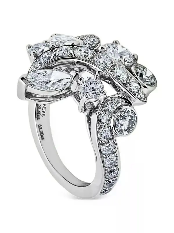 De Beers 18k White Gold Adonis Rose Diamond Ring