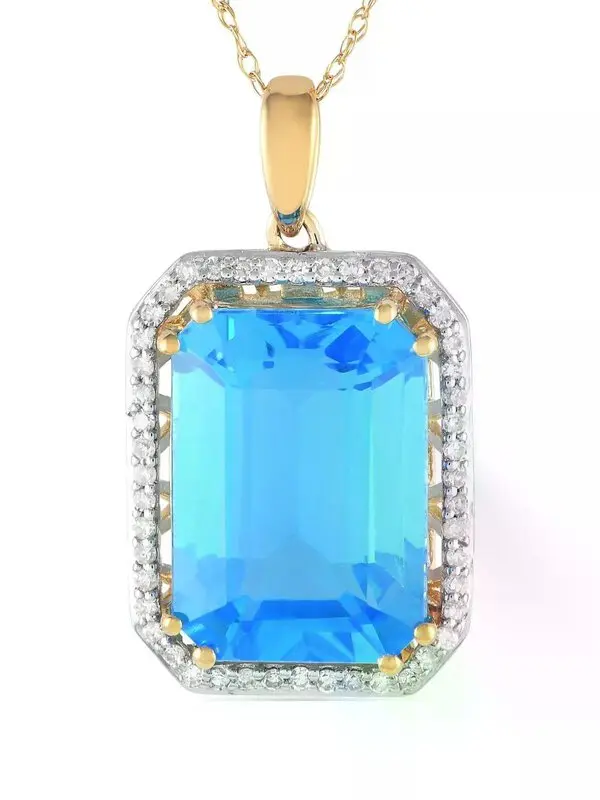 LB EXCLUSIVE 14kt Yellow Diamond, And Blue Topaz Pendant Necklace - Gold