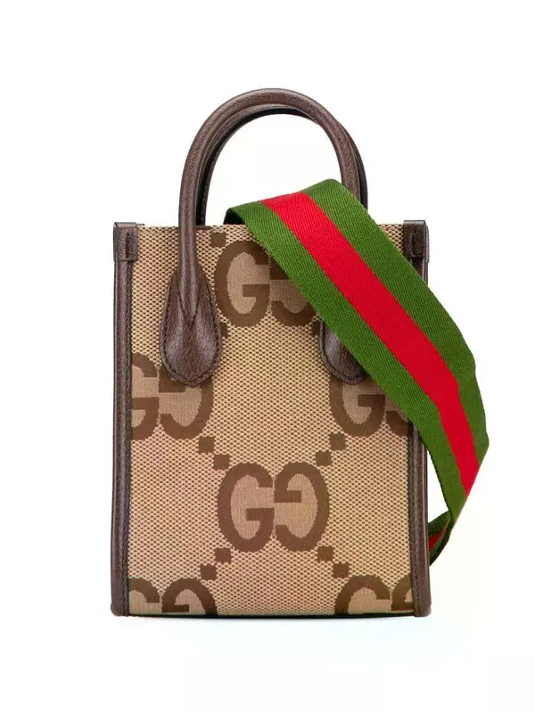 Gucci Mini Jumbo Gg Canvas Web Satchel - Brown
