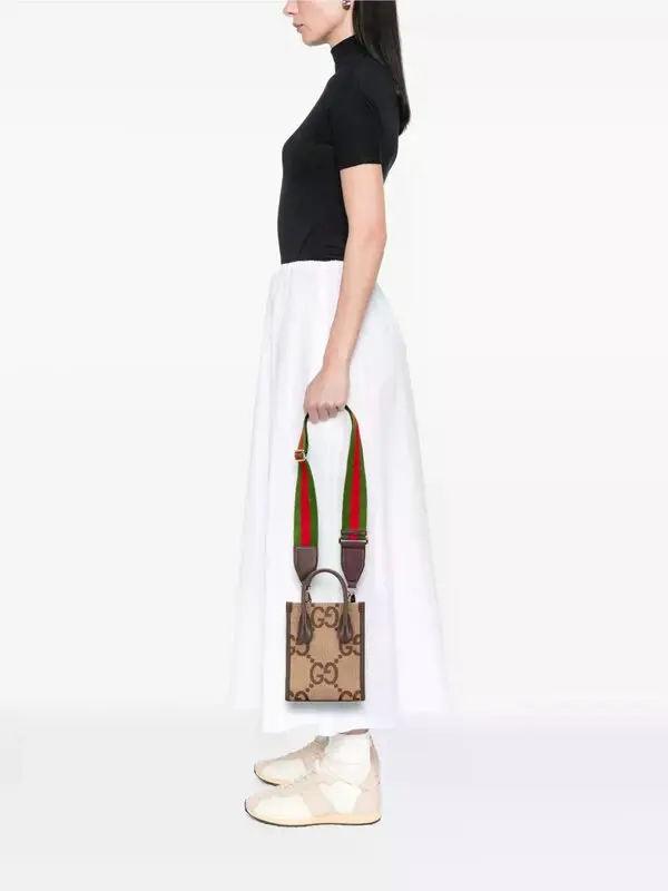 Gucci Mini Jumbo Gg Canvas Web Satchel - Brown