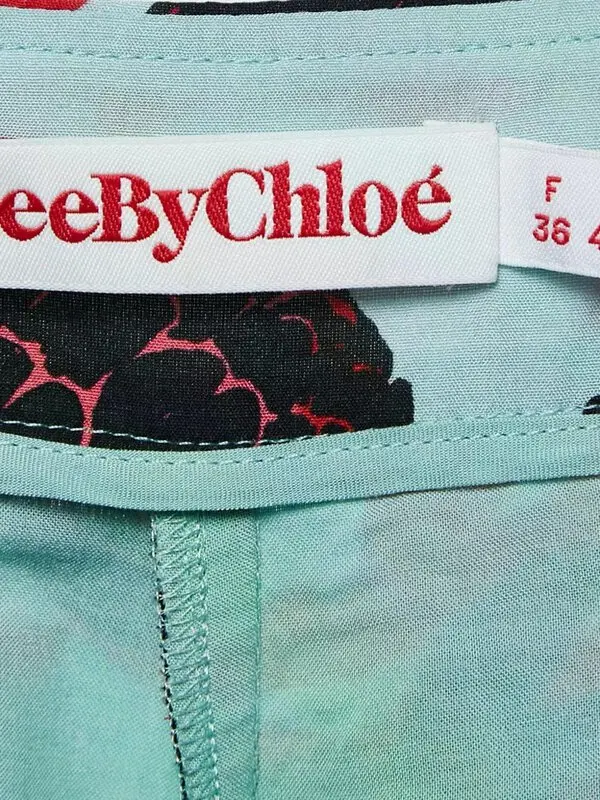 See By Chloé Pleated Floral-print Shorts