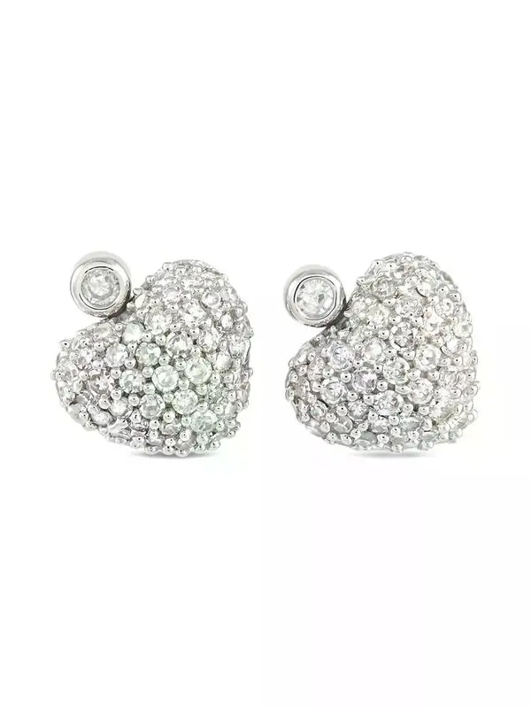 LB EXCLUSIVE 14k White Gold Diamond Heart Earrings - Silver