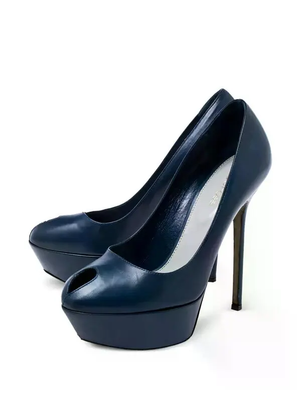 SERGIO ROSSI 135mm Platform Peep-toe Pumps - Blue