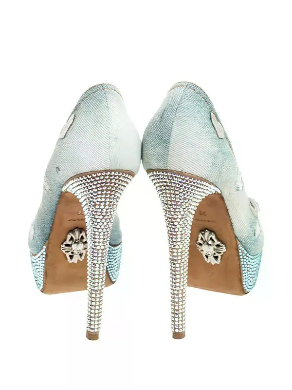 Philipp Plein 145mm Denim Crystal Pumps