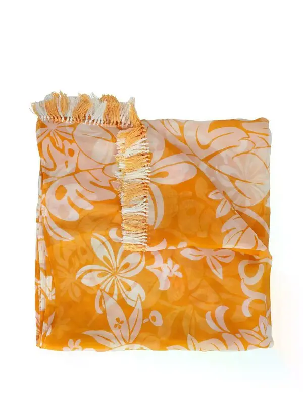 Gianfranco Ferre Floral-print Silk Scarf - Orange