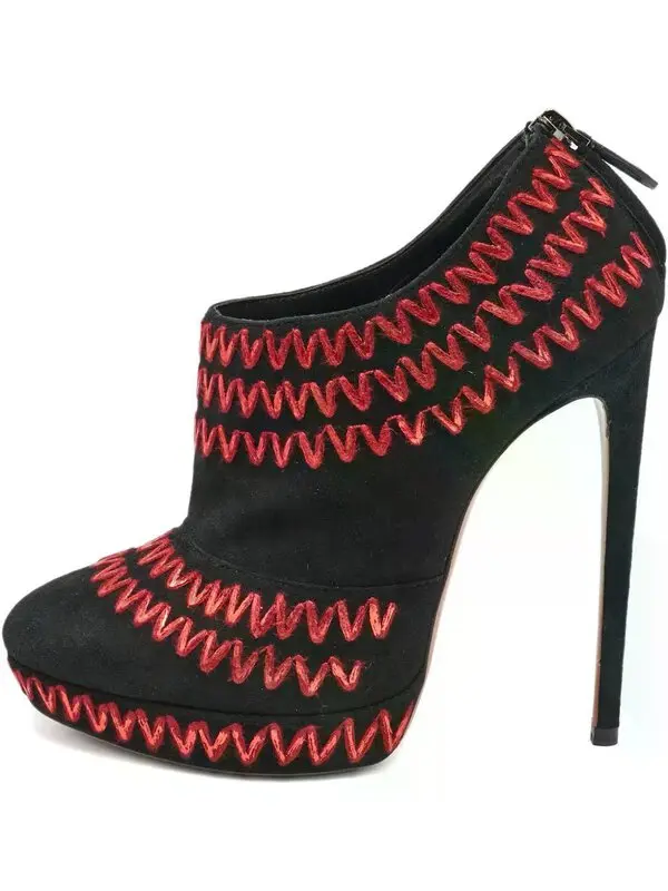 Alaïa 150mm Zigzag-stitch Suede Ankle Boots - Black