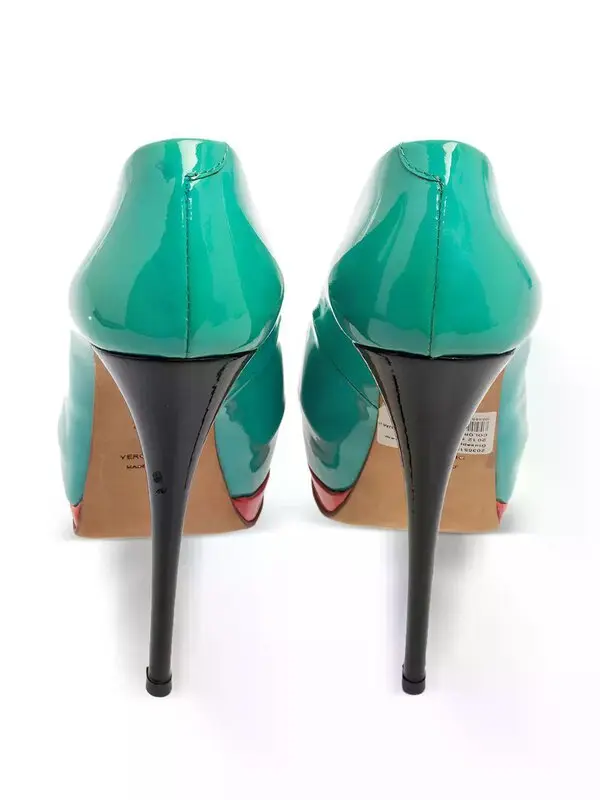 GIUSEPPE ZANOTTI Patent Leather Peep-toe Platform Stiletto Pumps - Green