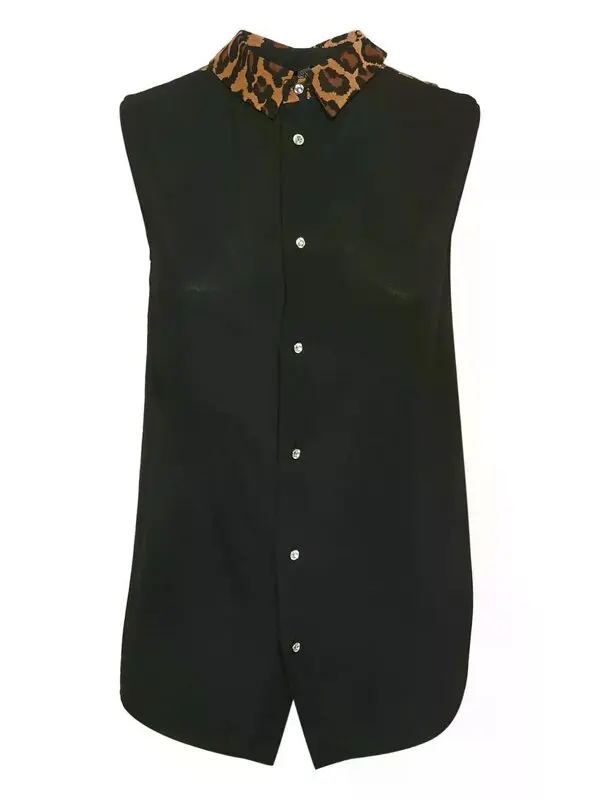 Miu Miu Leopard-collar Sleeveless Shirt
