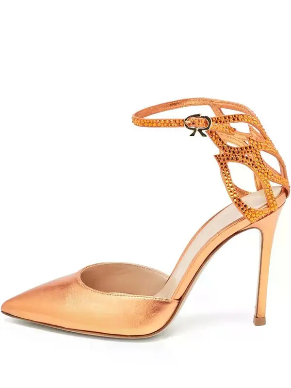 GIANVITO ROSSI 100mm Fleur Pumps - Orange