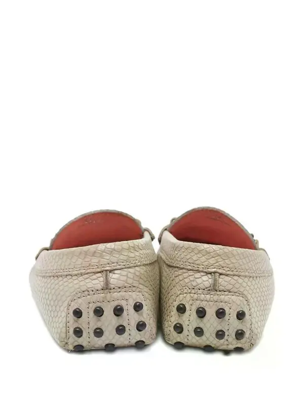 TOD'S Vintage Embossed Leather Loafers - Grey
