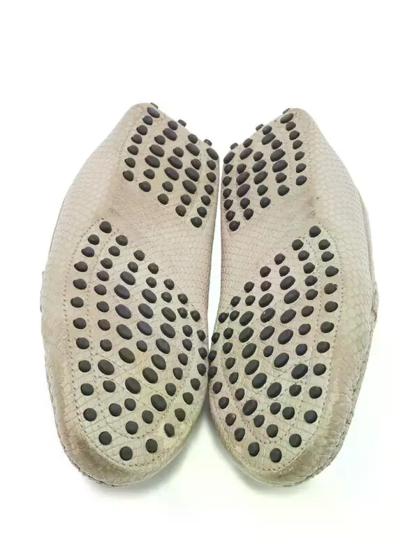 TOD'S Vintage Embossed Leather Loafers - Grey