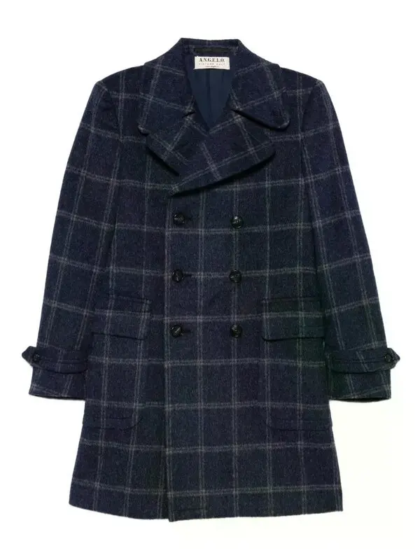 A.N.G.E.L.O. VINTAGE CULT 1970s Checked Double-breasted Coat - Blue