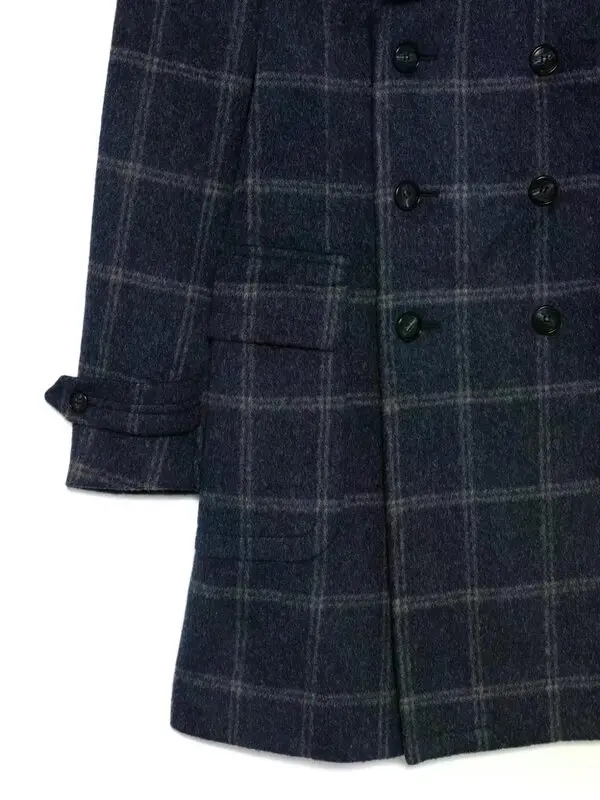 A.N.G.E.L.O. VINTAGE CULT 1970s Checked Double-breasted Coat - Blue