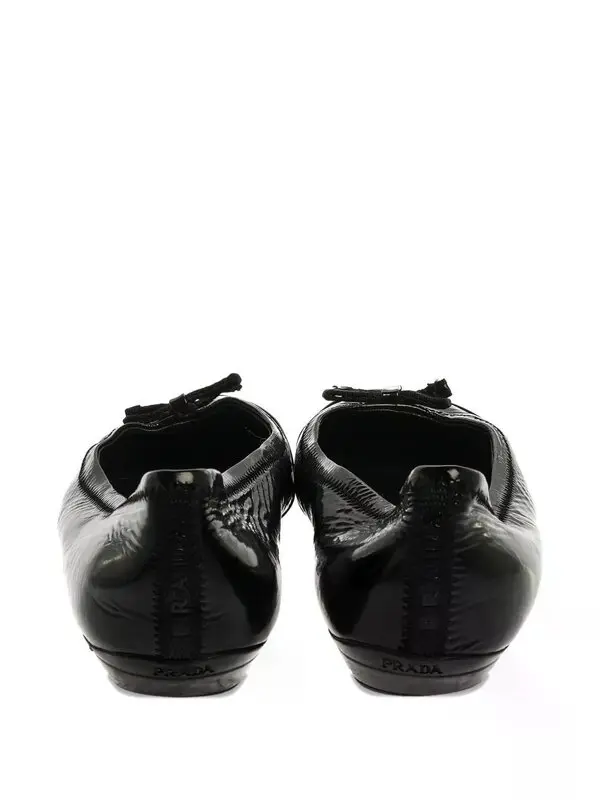 Prada Bow-detail Patent-leather Ballet Flats - Black