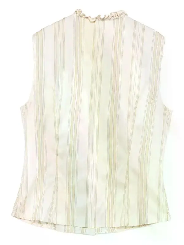 Miu Miu 2000s Striped Ruffle-neck Top