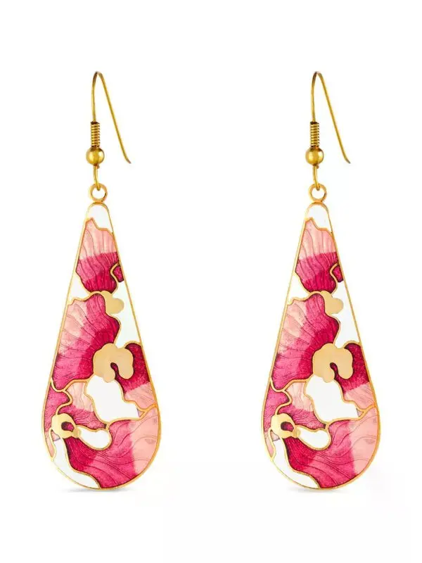 SUSAN CAPLAN 1980s Floral-pattern Drop Earrings - Gold