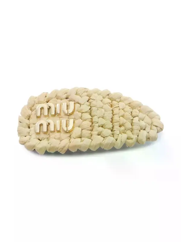 Miu Miu 2020s Woven Raffia Hair Clip - Neutrals