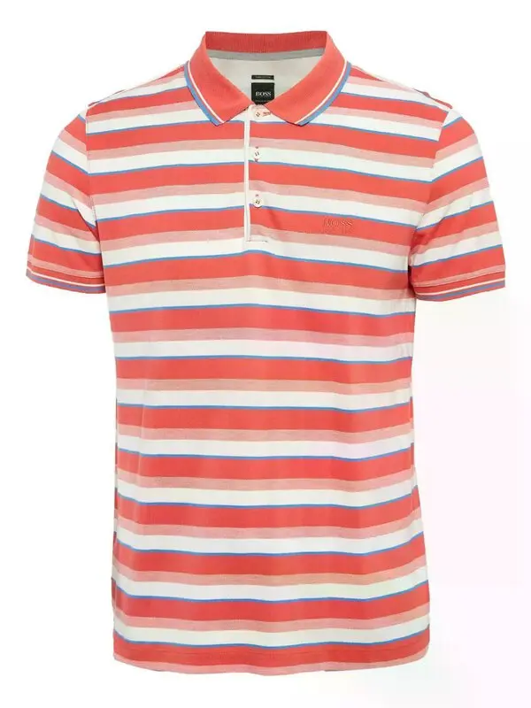 BOSS Pre-owned Striped Cotton Polo Shirt - Red