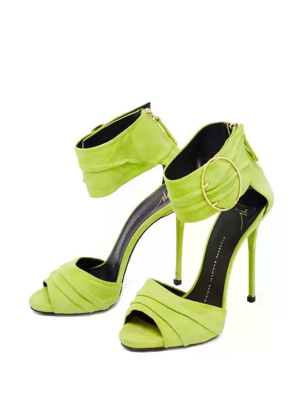 GIUSEPPE ZANOTTI 120mm Ruched Sandals - Green