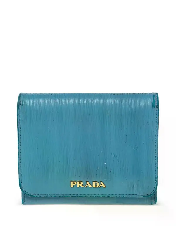 Prada Appliqué-logo Wallet - Blue