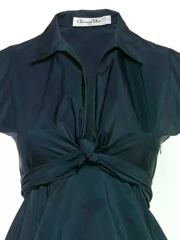 Dior Knotted Short-sleeve Mini Dress - Blue