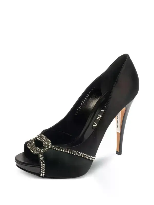 GINA Peep-toe Embellished Satin Heels