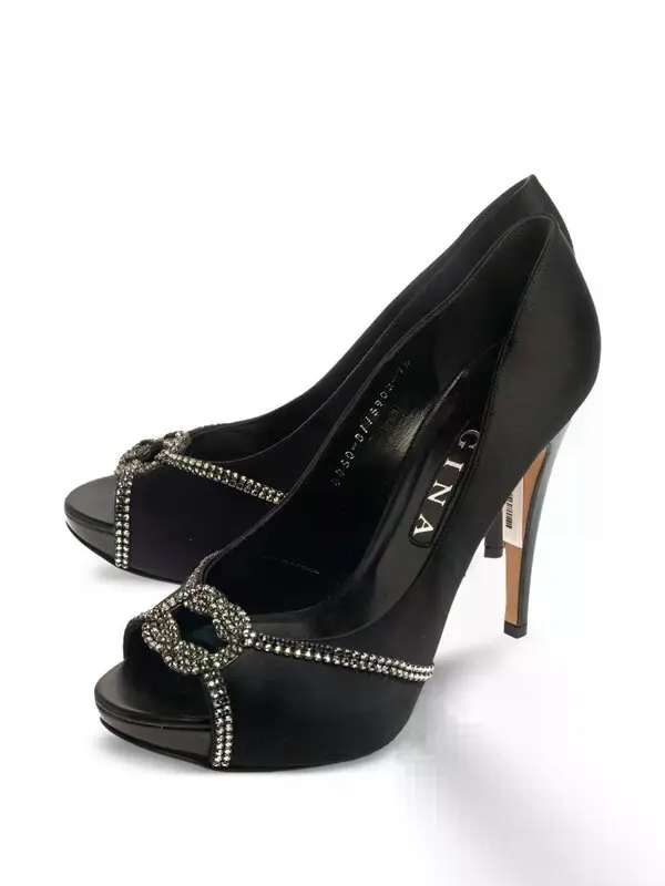GINA Peep-toe Embellished Satin Heels