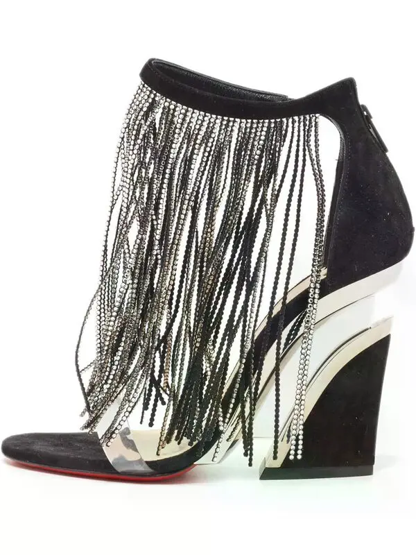 CHRISTIAN LOUBOUTIN 110mm Fringed Sandals - Black