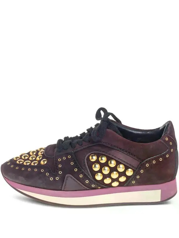 Burberry Stud-embellished Suede Sneakers - Red