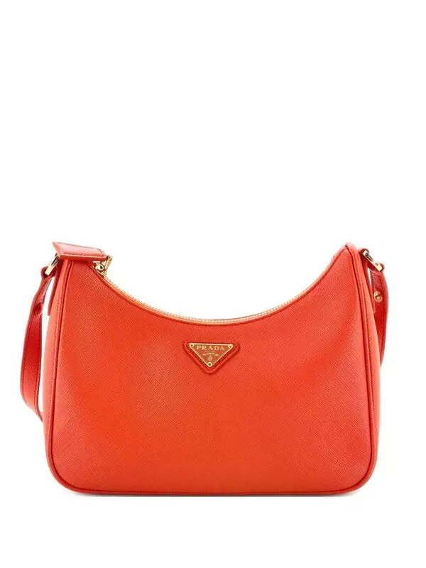 Prada Adjustable Handle Zip Saffiano Leather Mini Hobo Bag